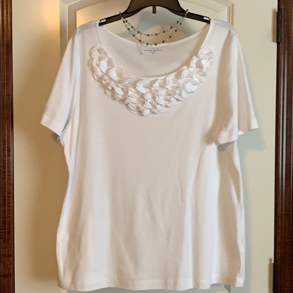 Laura Scott | Tops | White Euc Ruffled Ladies Shirt | Poshmark